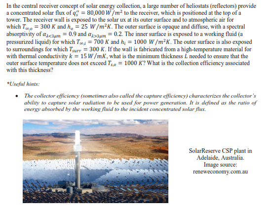 In the central receiver concept of solar energy | Chegg.com