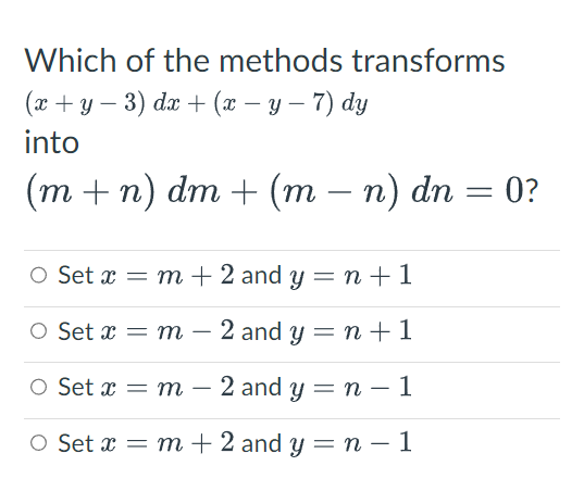 Solved Which of the following method works for transforming | Chegg.com