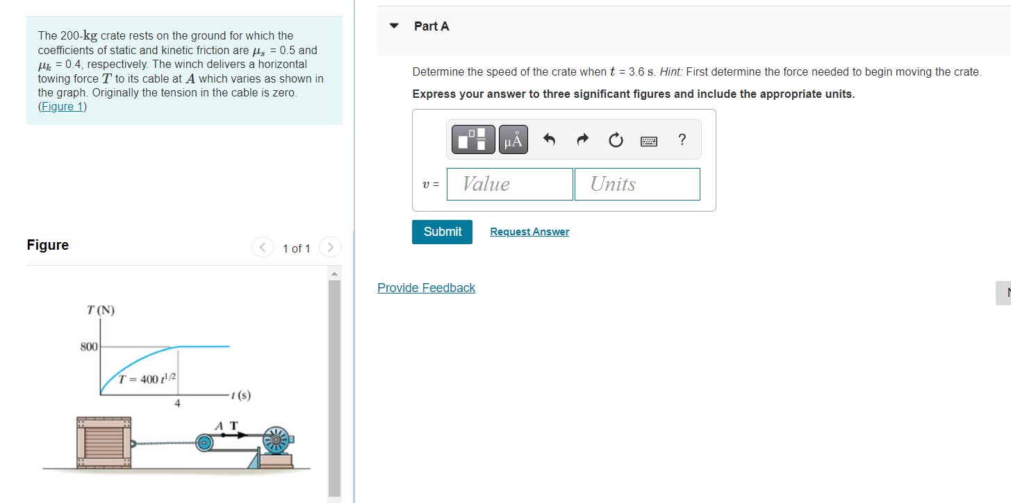 Solved The 200-kg crate rests on the ground for which the | Chegg.com
