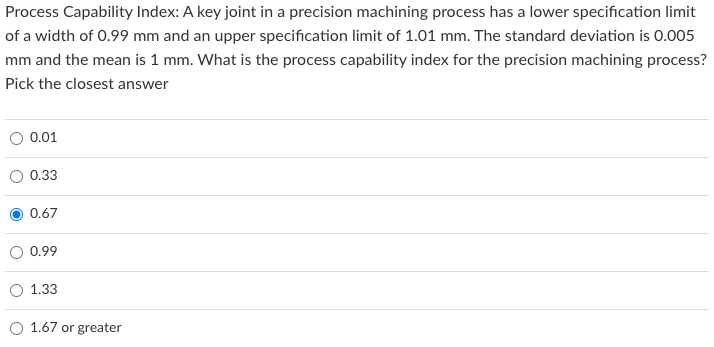 Solved Process Capability Index: A key joint in a precision | Chegg.com