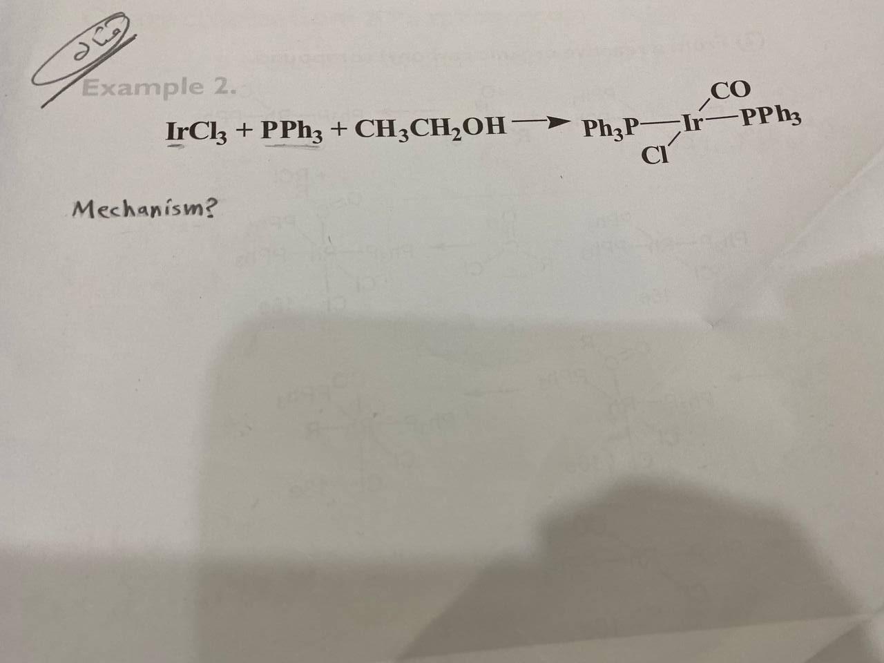 Solved dig Example 2. IrCl3 + PPhz + CH3CH2OH — PhzP CO | Chegg.com