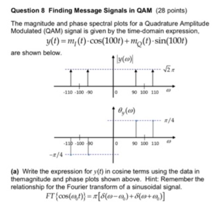 Solved Question 8 Finding Message Signals in QAM (28 points) | Chegg.com