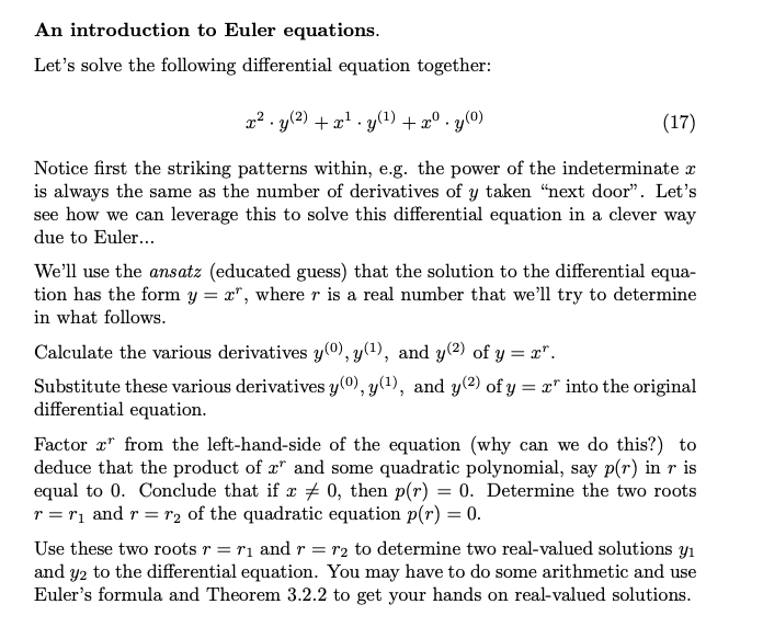 Solved An introduction to Euler equations. Let's solve the | Chegg.com