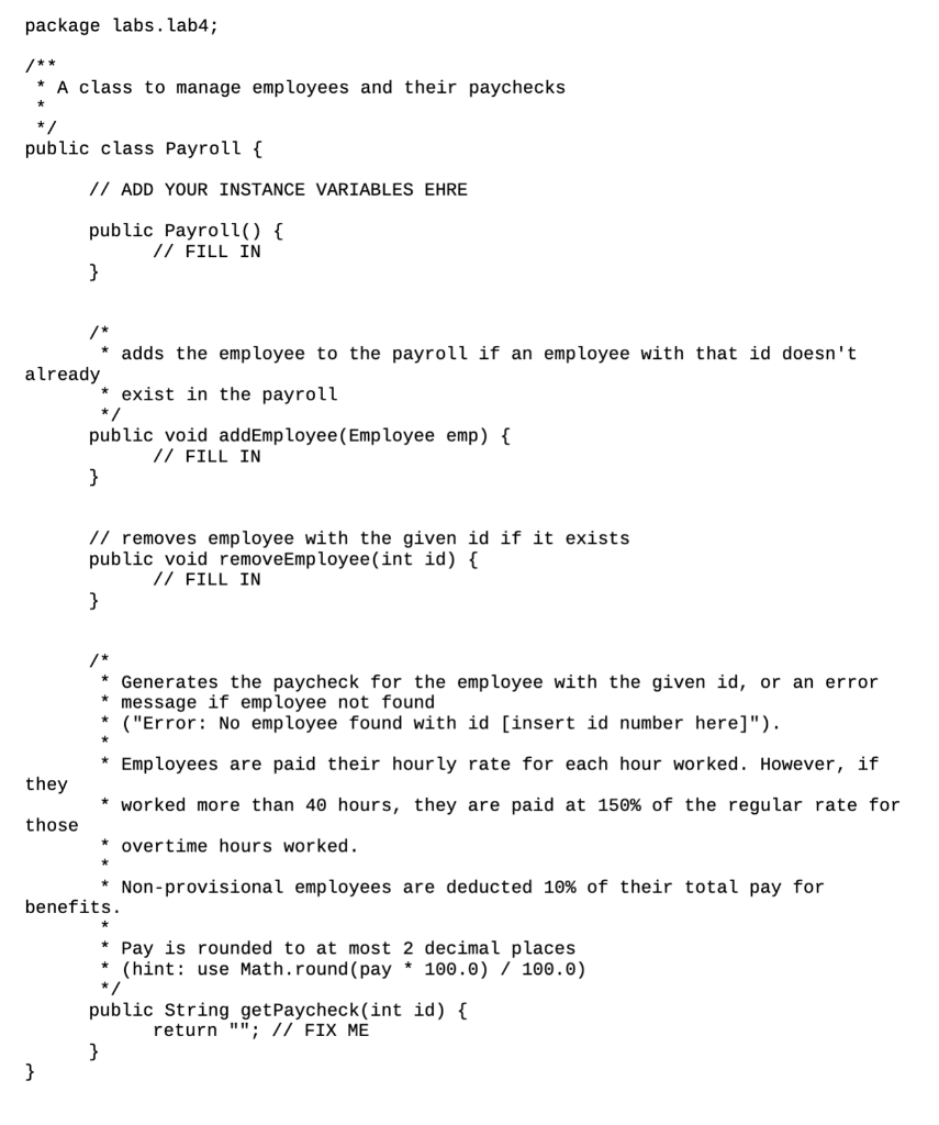 Solved Code In Java Please I Figured Out The Employeejava 