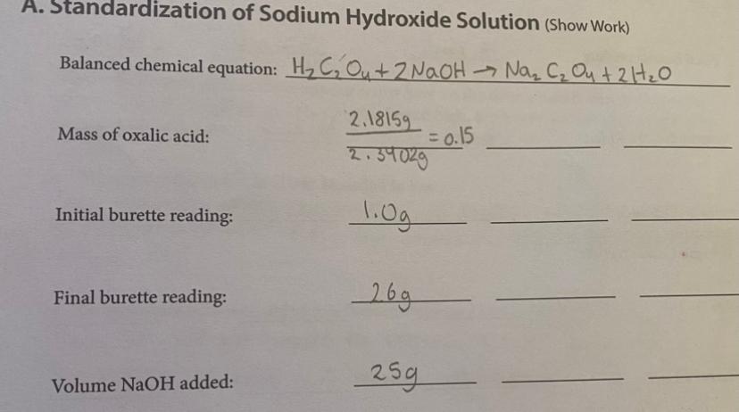 Solved Balanced chemical equation: H2C2′O+2NaOH→Na2C2O4+2H2O | Chegg.com