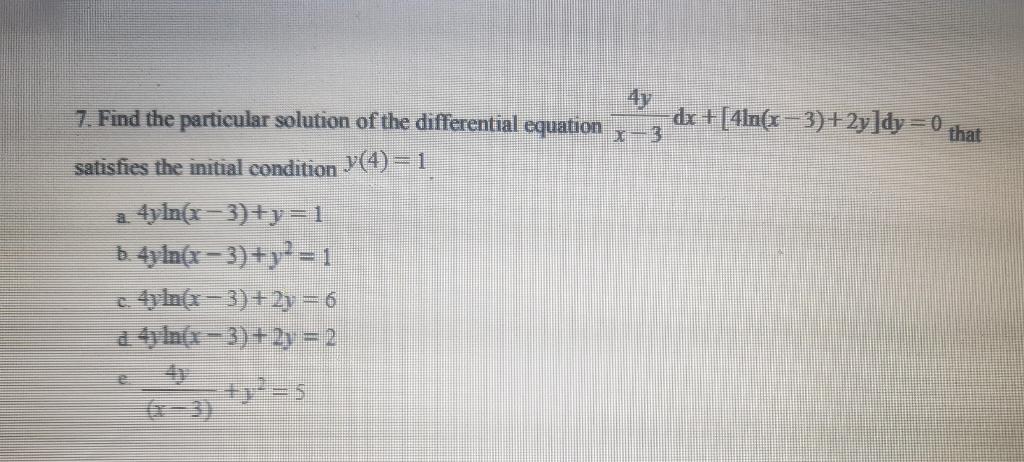Solved Find the particular solution of the differential | Chegg.com