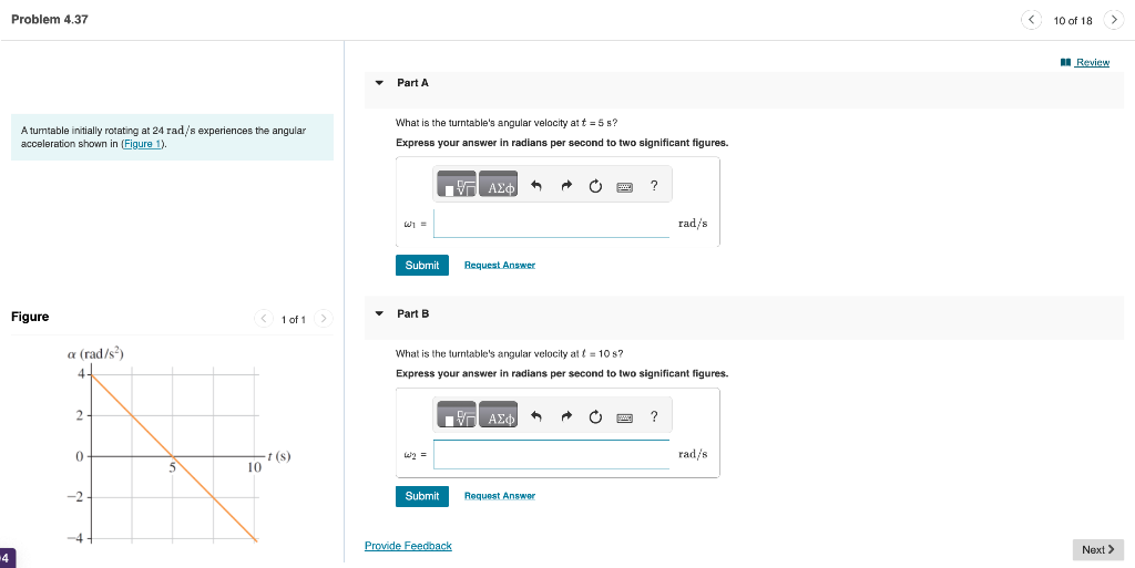 A tumtable initially rotating at 24rad/s experiences | Chegg.com