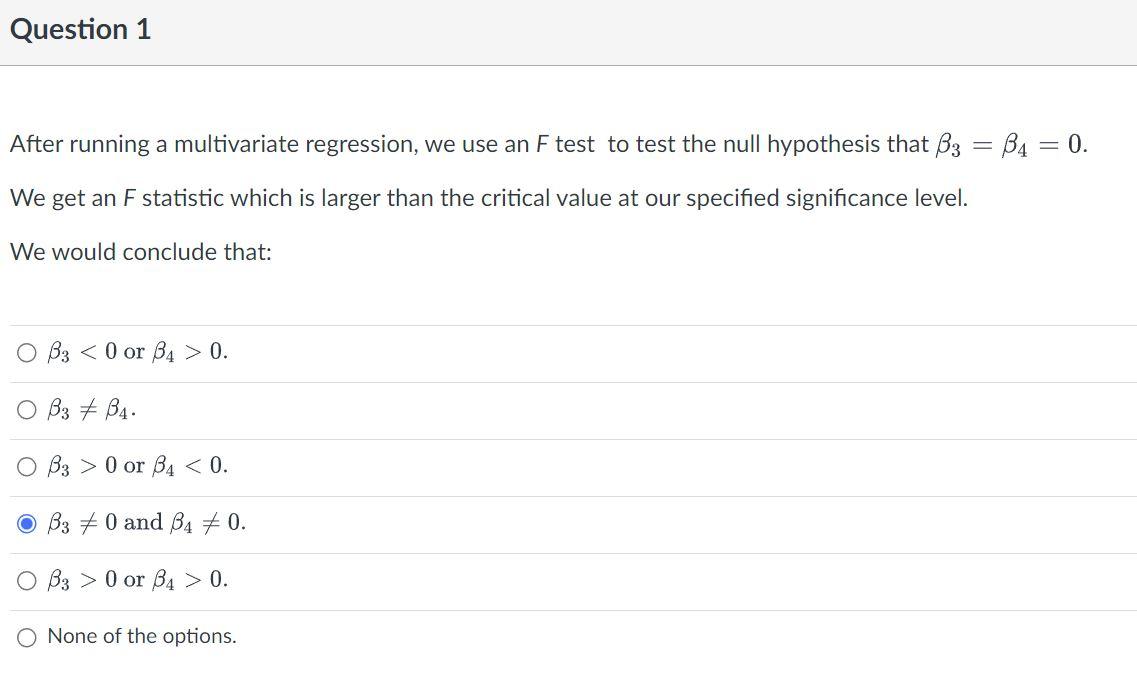 Solved After running a multivariate regression, we use an F | Chegg.com