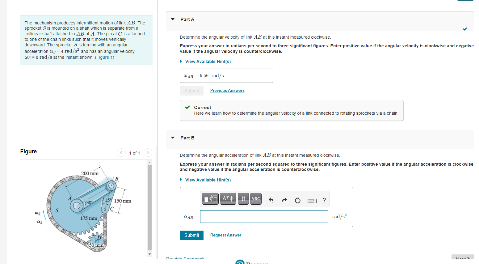Solved Part A The mechanism produces intermittent motion of | Chegg.com