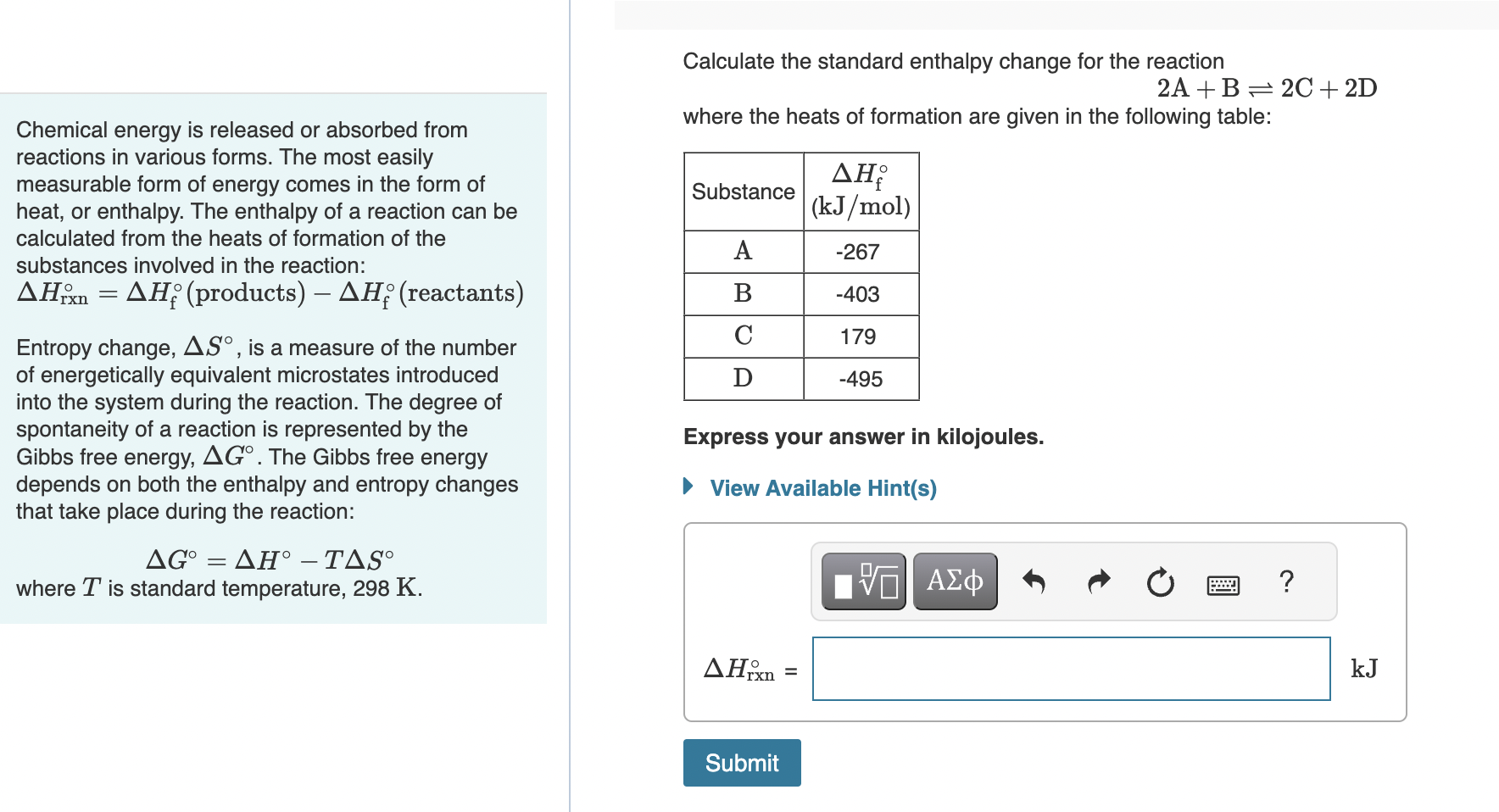 Solved Calculate the standard enthalpy change for the | Chegg.com