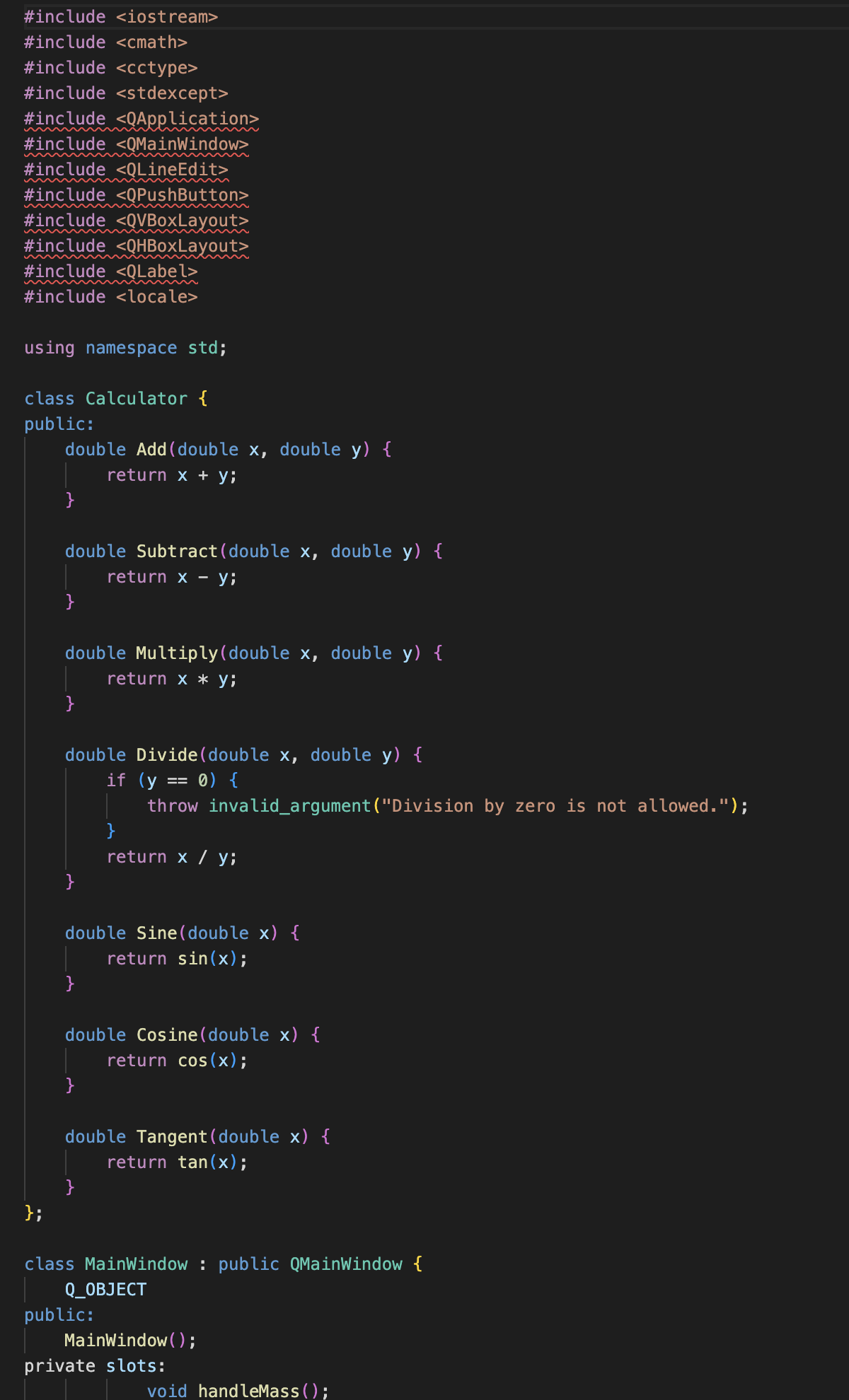 Solved oid MainWindow: : handleMass() \{ double value; char | Chegg.com