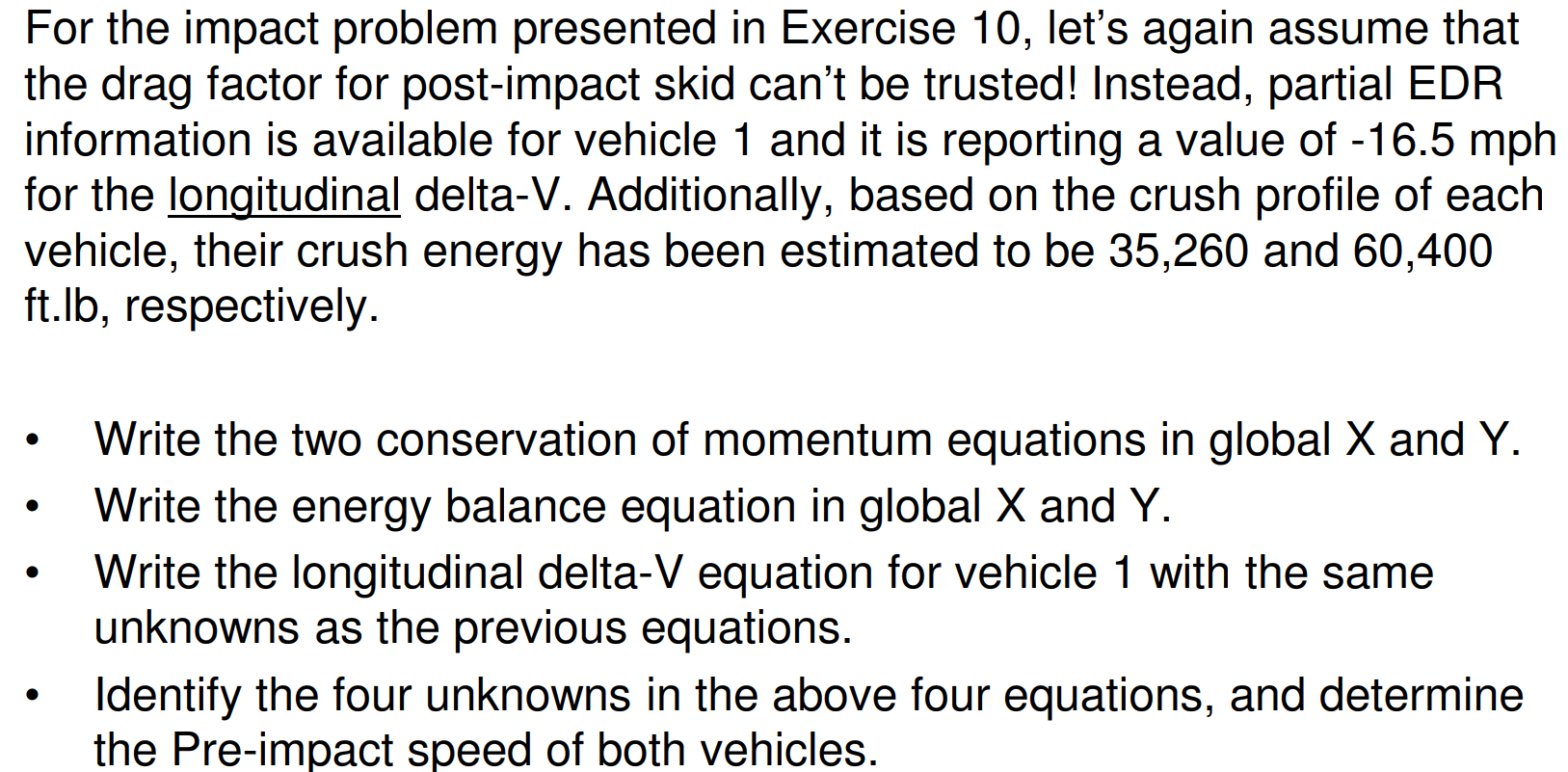 For the impact problem presented in Exercise 10, | Chegg.com