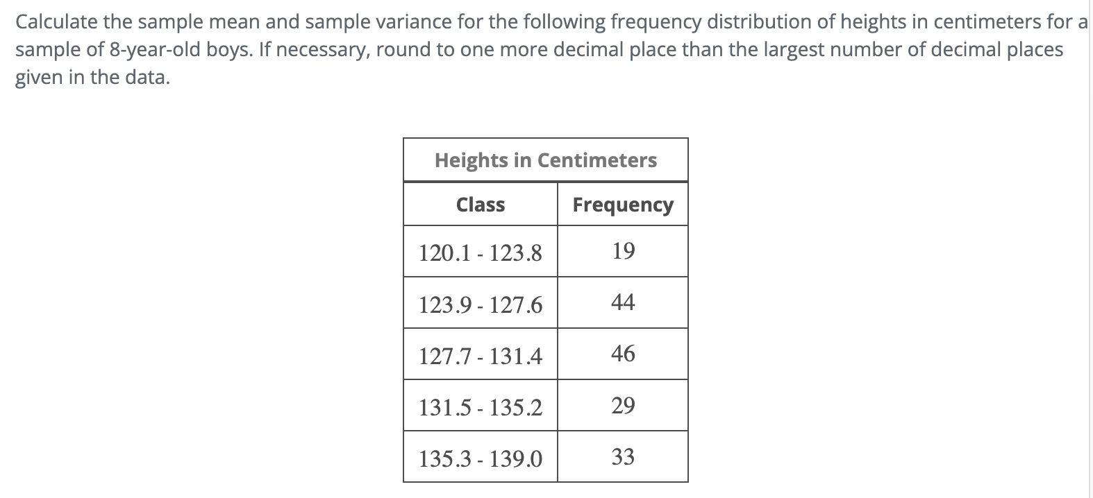 Solved Calculate the sample mean and sample variance for the | Chegg.com