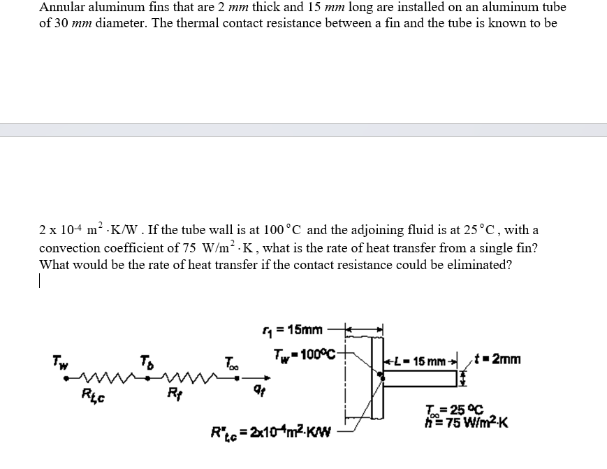 Solved Annular aluminum fins that are 2 mm thick and 15 mm | Chegg.com