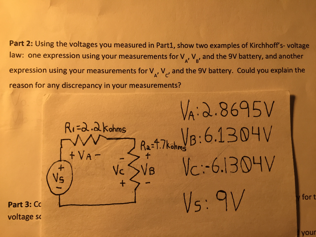 Solved A B' Part 2: Using the voltages you measured in | Chegg.com