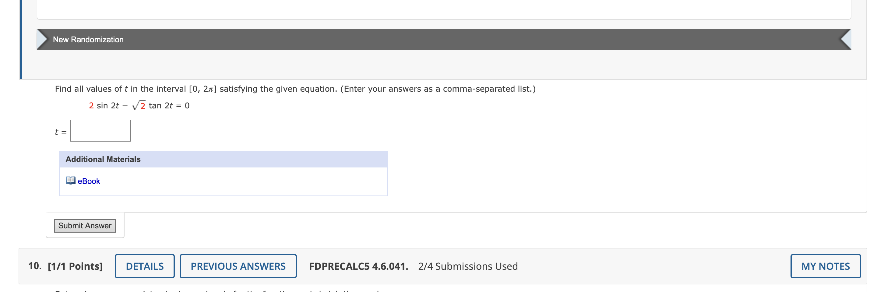 Solved New Randomization Find all values of t in the | Chegg.com