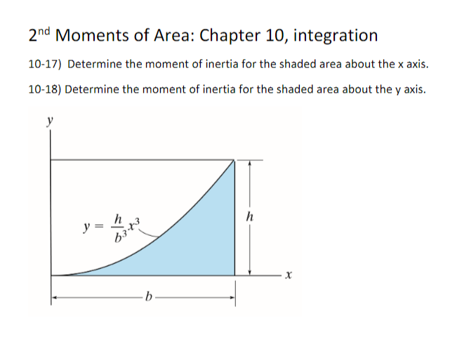 [Solved]: 2nd Moments of Area: Chapter 10, integration 10-
