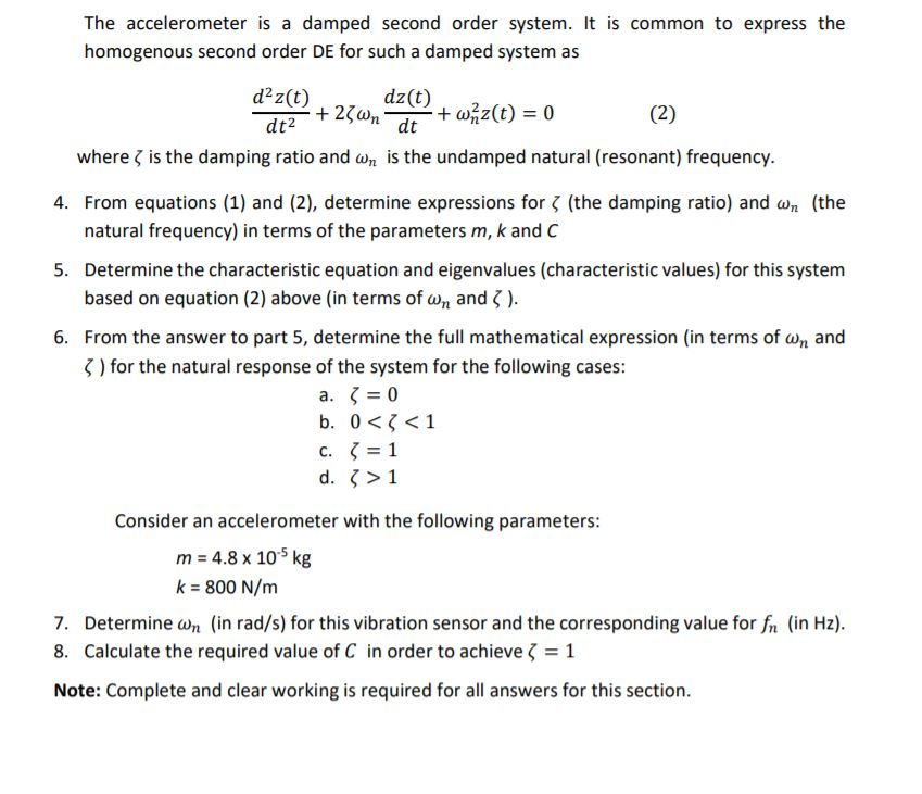 Solved Analysing a simple system Condition monitoring of | Chegg.com