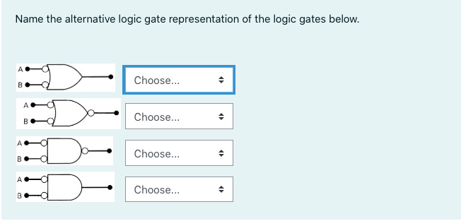 Solved Name the alternative logic gate representation of the | Chegg.com
