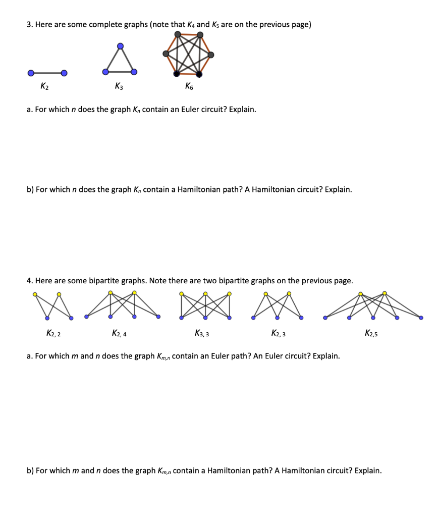 Solved 3. Here are some complete graphs (note that K4 and K5 | Chegg.com