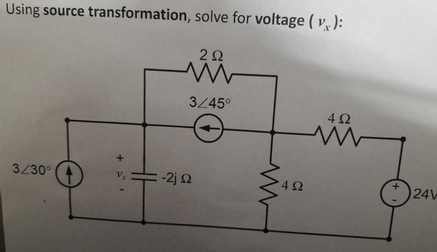 Solved Using source transformation, solve for voltage (v.): | Chegg.com