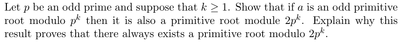 Solved Let p be an odd prime and suppose that k≥1. Show that | Chegg.com