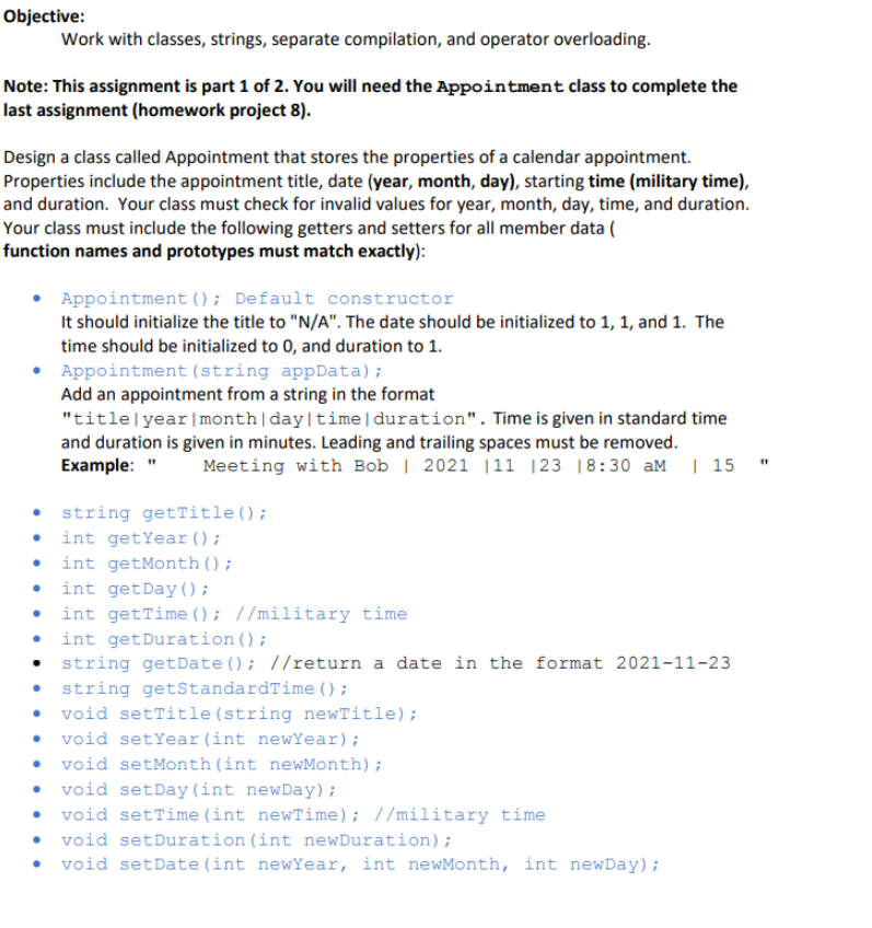 Solved Objective: Work with classes, strings, separate | Chegg.com