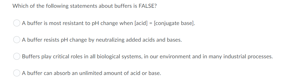 Solved Which of the following statements about buffers is | Chegg.com