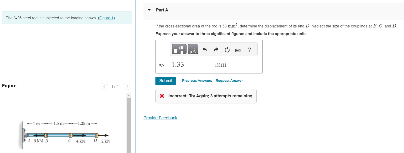 Solved The A-36 steel rod is subjected to the loading shown. | Chegg.com