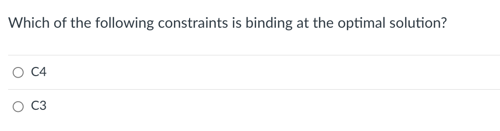 Solved Which of the following constraints is binding at the | Chegg.com