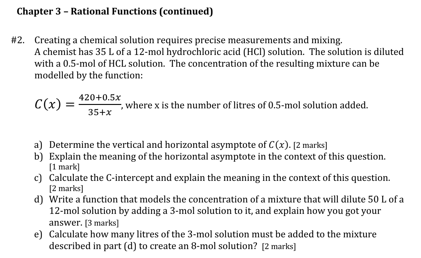 Solved Chapter 3 - Rational Functions (continued) #2. | Chegg.com