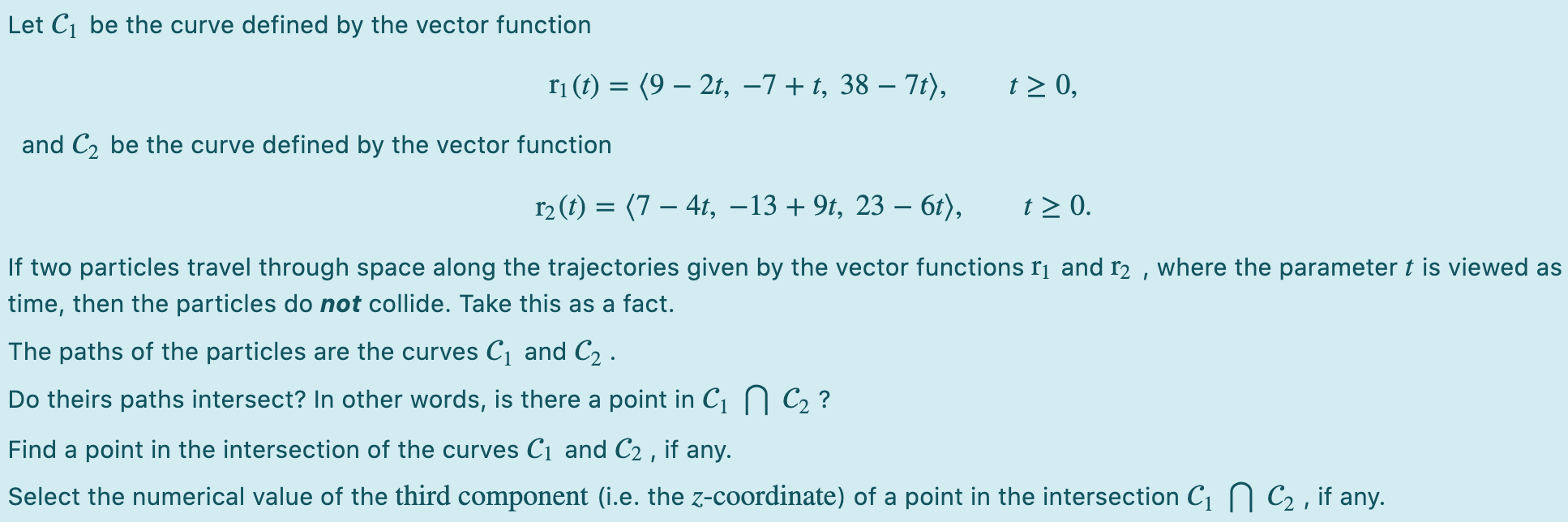 Solved Let C1 be the curve defined by the vector function | Chegg.com