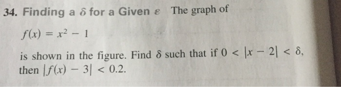 Solved Finding a delta for a Given epsilon The graph of | Chegg.com
