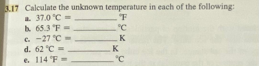 Solved 3.17 Calculate the unknown temperature in each of the | Chegg.com