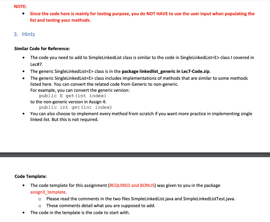 Solved 2. Tasks You will add more code to SimpleLinkedList | Chegg.com