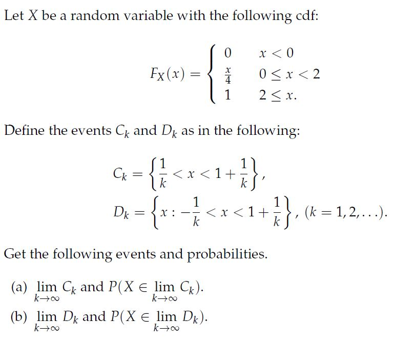 Solved Let X be a random variable with the following cdf: 0 | Chegg.com