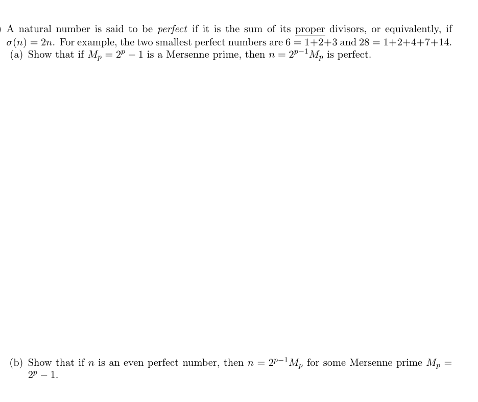 Solved A natural number is said to be perfect if it is the | Chegg.com