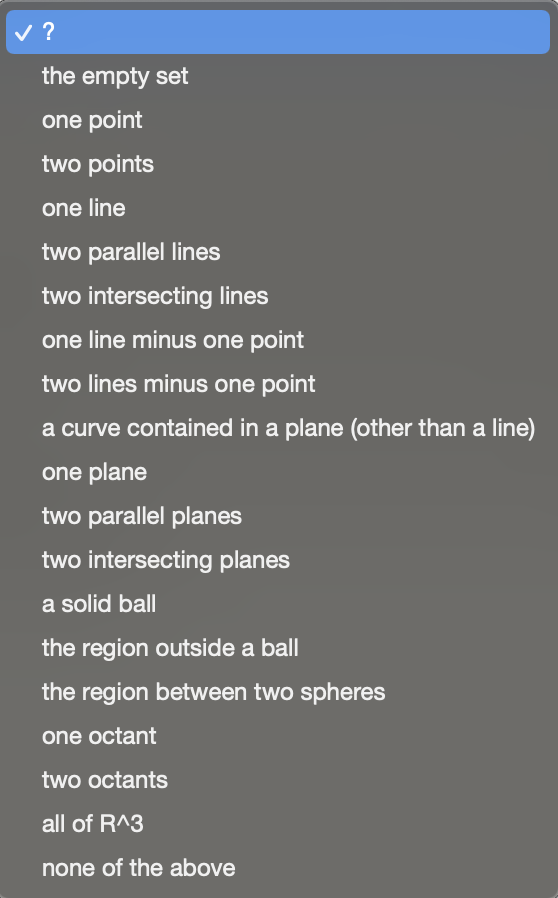 Solved (1 point) Find the set of points in space where each | Chegg.com