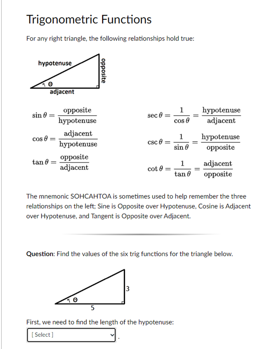 Solved Trigonometric Functions For any right triangle, the | Chegg.com