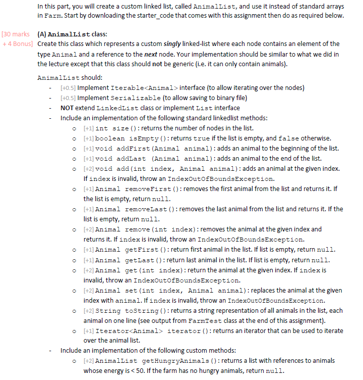 Solved Using Java: In this part, you will create a | Chegg.com