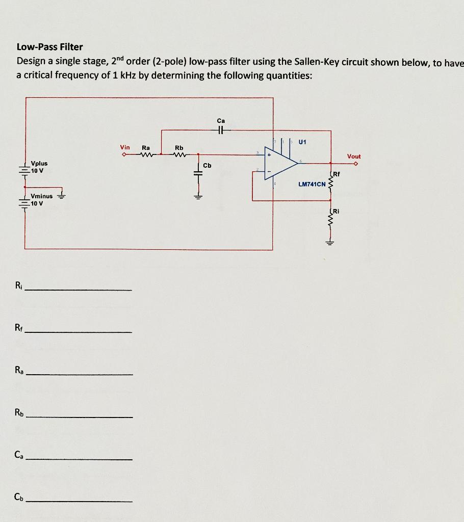 Solved Design a single stage, 2nd order (2 pole) low pas | Chegg.com