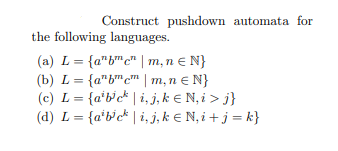 Solved Construct pushdown automata for the following | Chegg.com