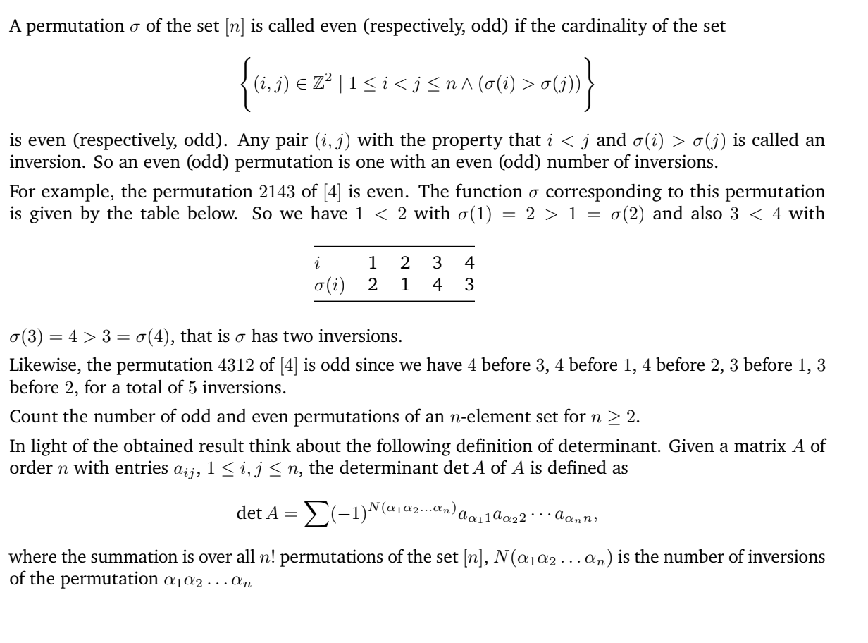 Solved A permutation σ of the set [n] is called even | Chegg.com