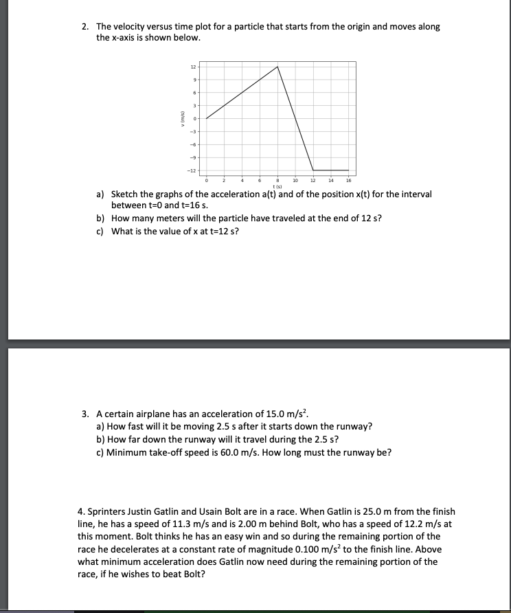 Solved The velocity versus time plot for a particle that | Chegg.com