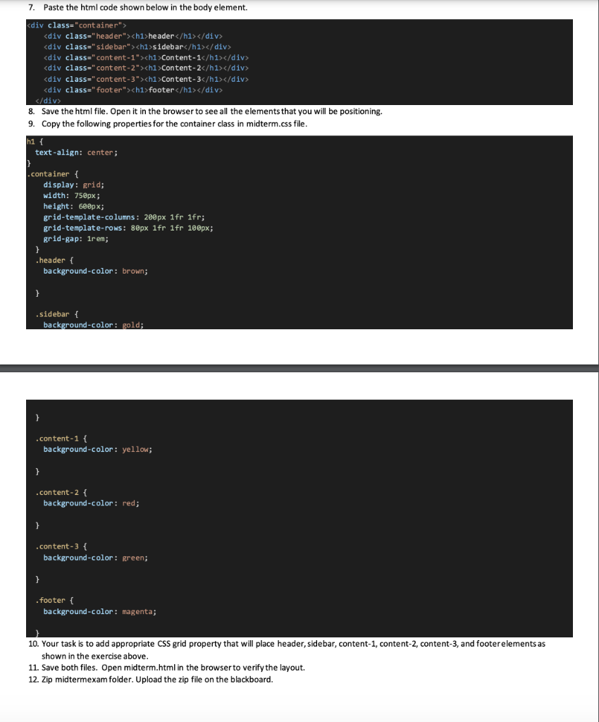 Solved IN HTML reassign the given header, sidebar, content | Chegg.com