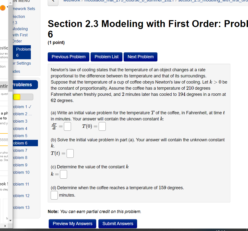Solved mework Sets Section 1.3 Modeling with First Drder | Chegg.com