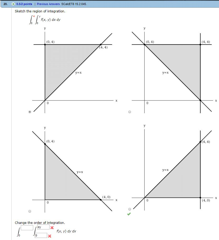 Solved 20. + 0.5/2 points | Previous Answers SCalcET8 | Chegg.com Solved 20. + 0.5/2 points | Previous Answers SCalcET8 | Chegg.com