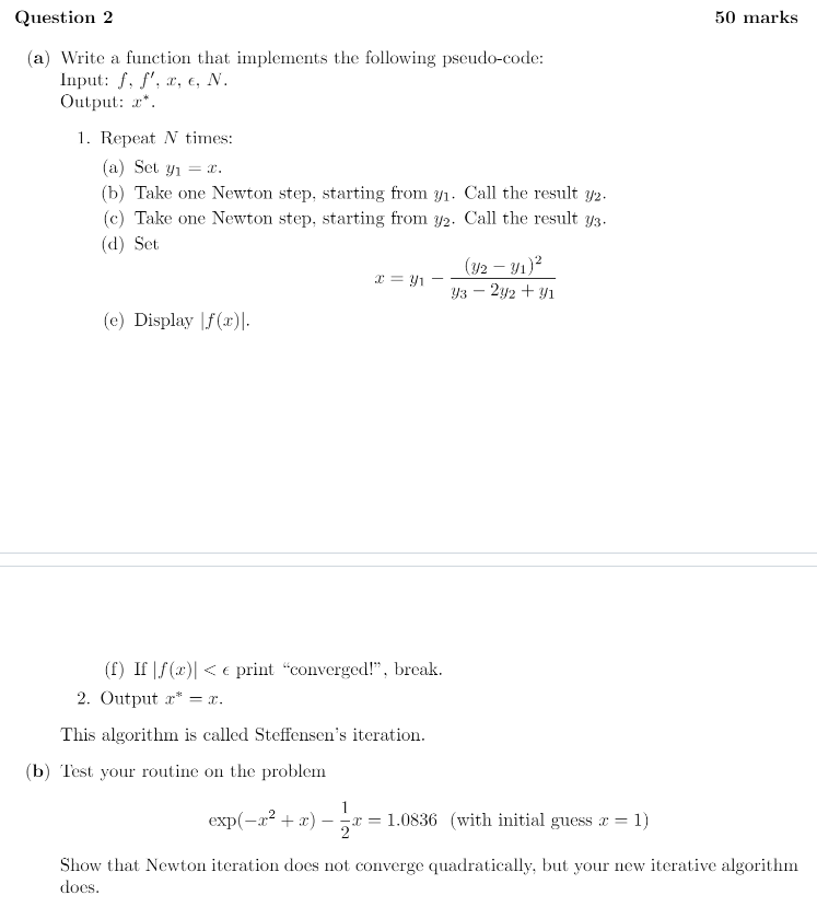 Solved Question 2(a) ﻿Write a function that implements the | Chegg.com