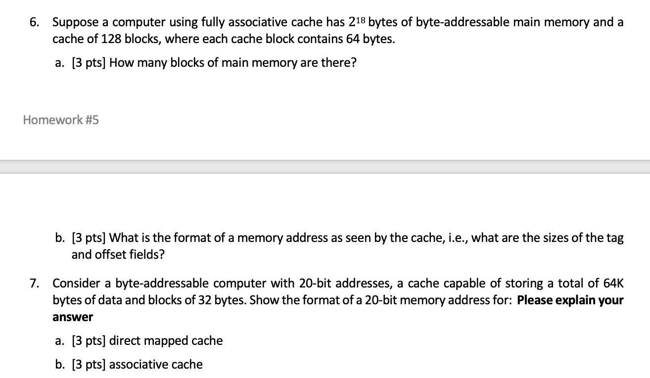 Solved 6. Suppose a computer using fully associative cache | Chegg.com