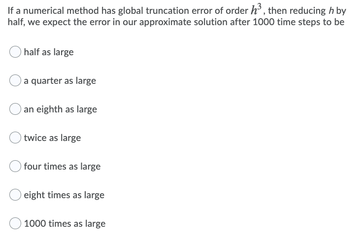 Solved If a numerical method has global truncation error of | Chegg.com